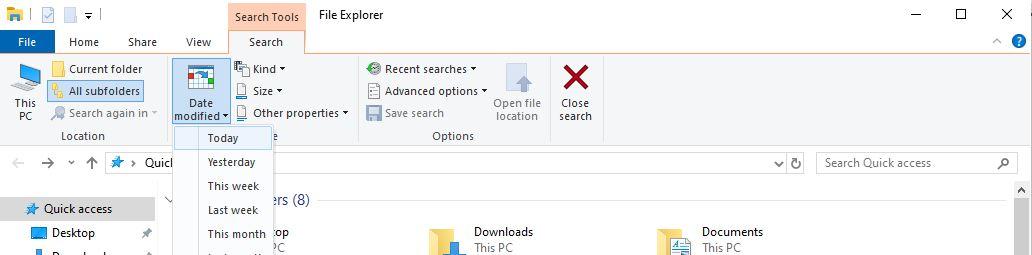 Unable To Search Pictures File By Date Modified Anymore Microsoft