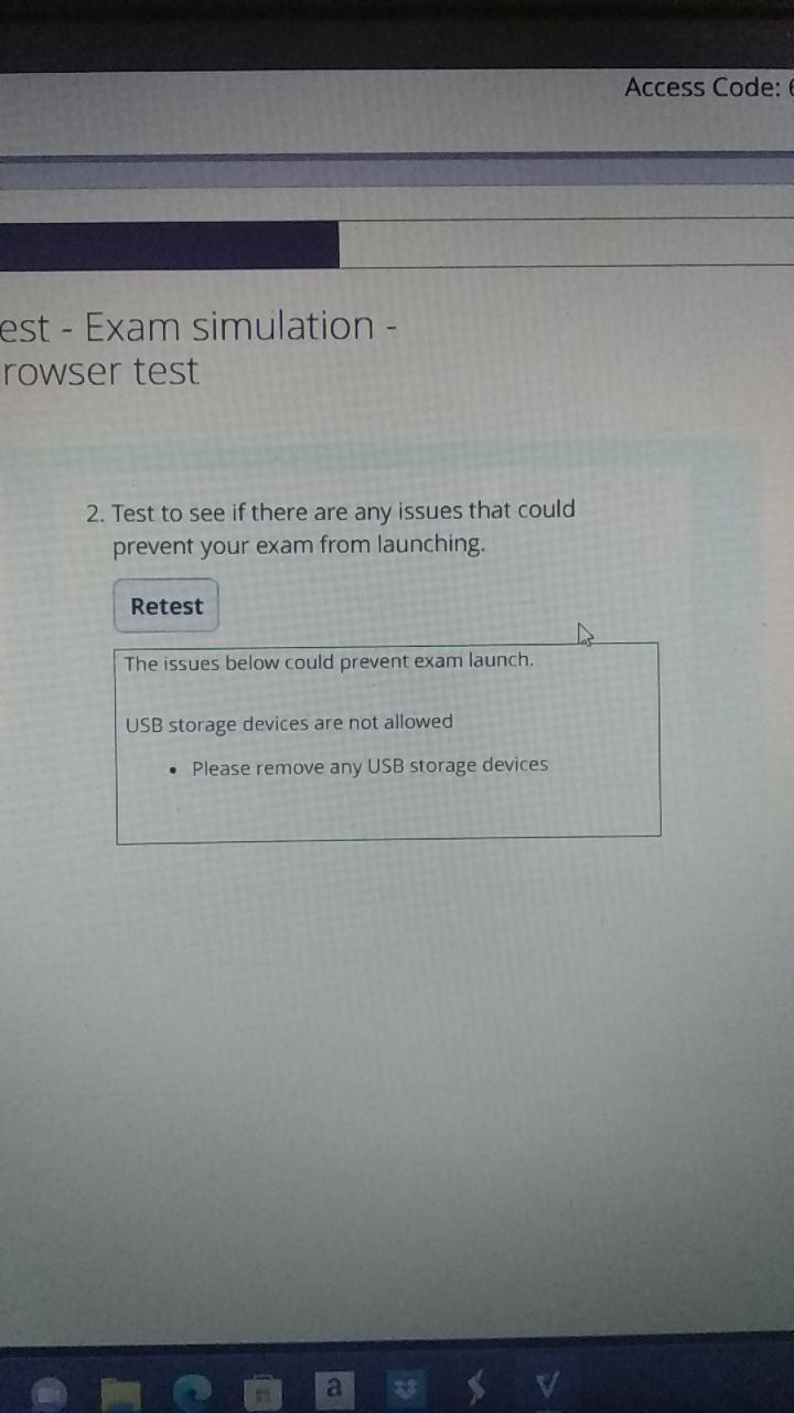 While Performing Onvue Secure System Test It Shows To Remove Usb Training Certification And