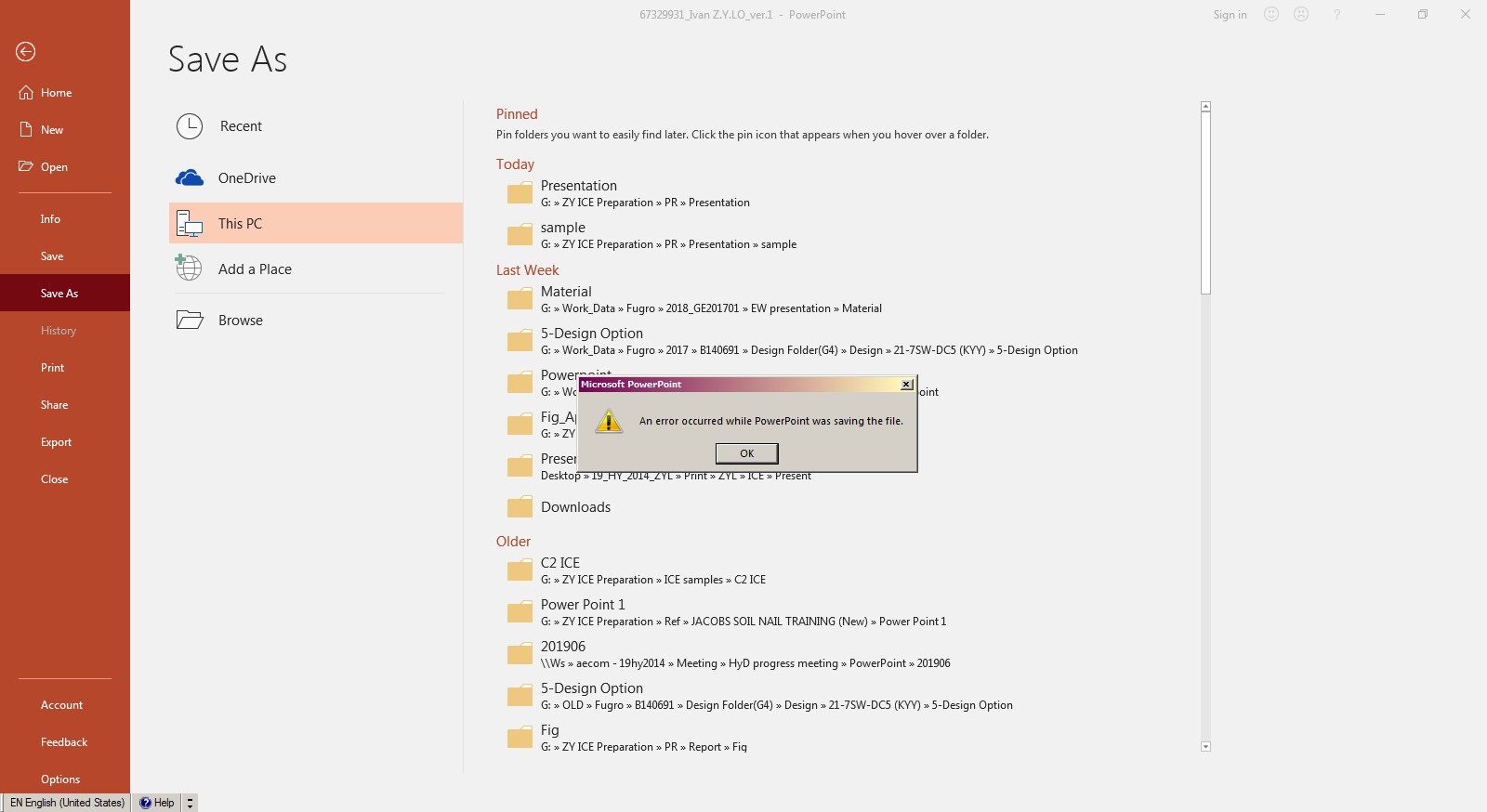 An Error Occured While Powerpoint Was Saving The File Microsoft
