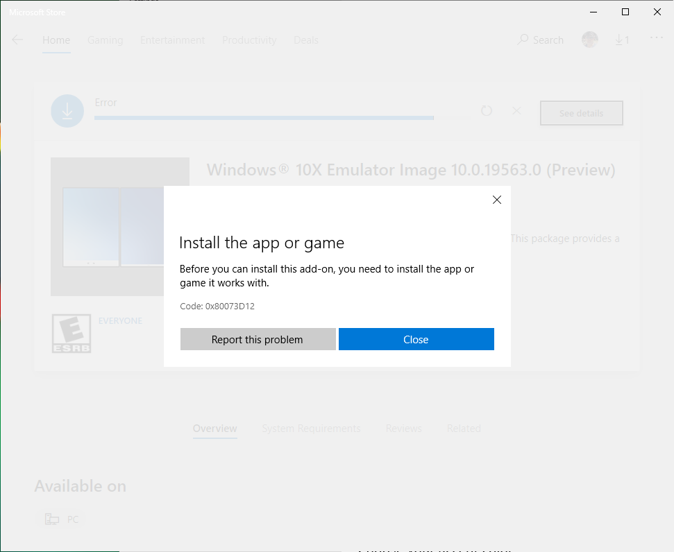 Windows® 10x Emulator Image 100195630 Preview Fails To Install Microsoft Community