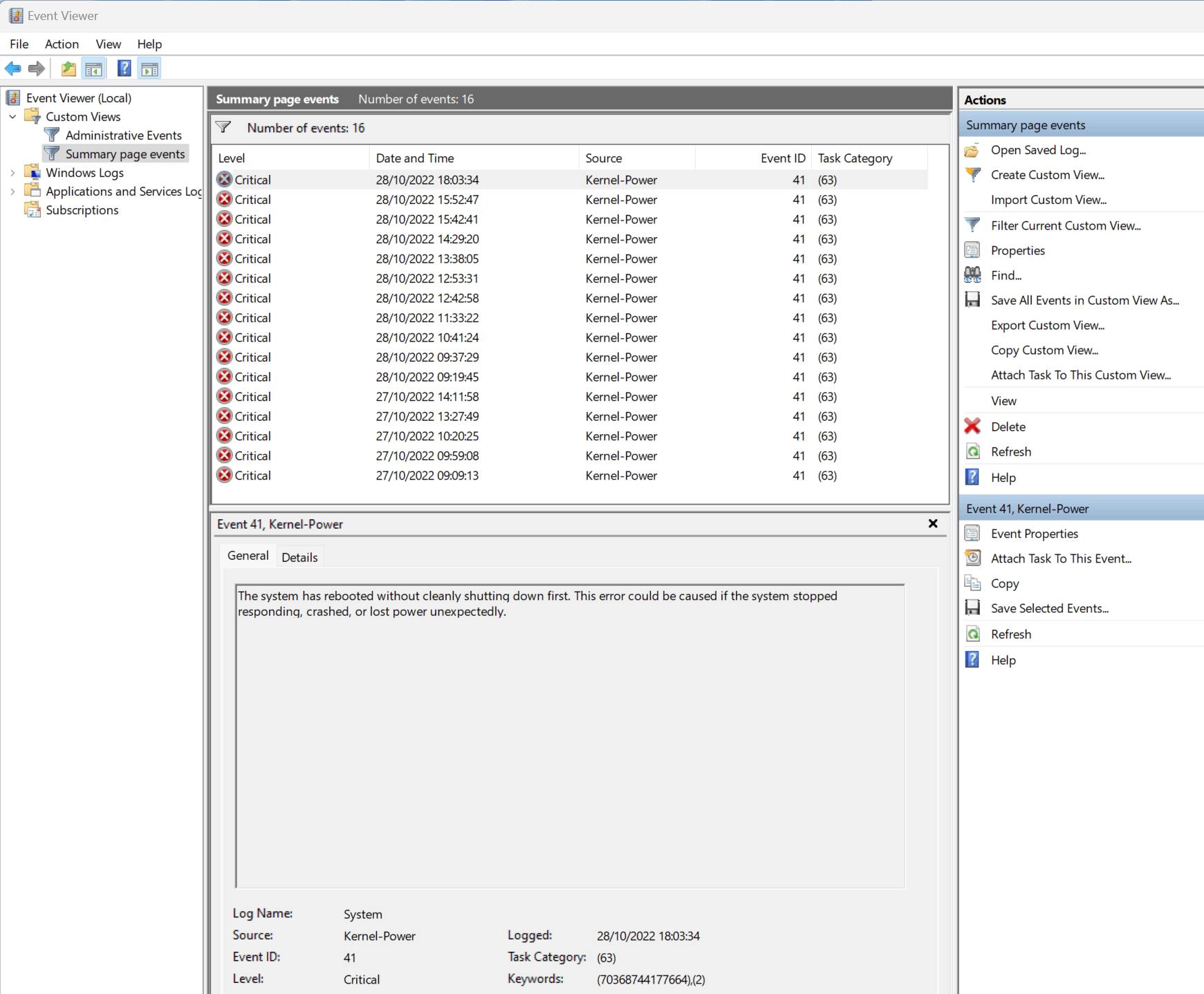 Kernel Power Issue Win 11 Constarntly Crashing Please Help Microsoft Community