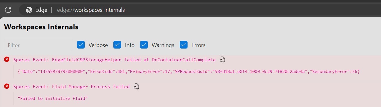 Edge Workspaces Error: Unable to load workspaces - Microsoft Community Edge Workspaces Error: Unable to load workspaces - Microsoft Community