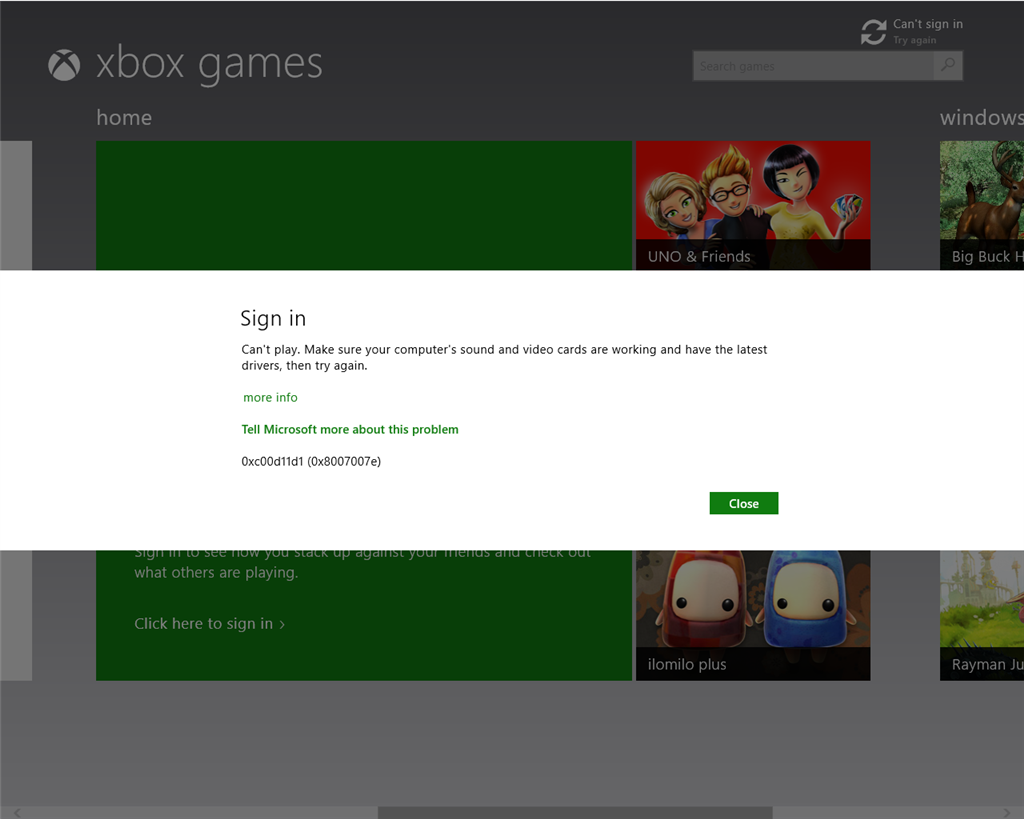 Error Code 0xc00d11d1 0x8007007e When I Try To Sign Into My Xbox Microsoft Community