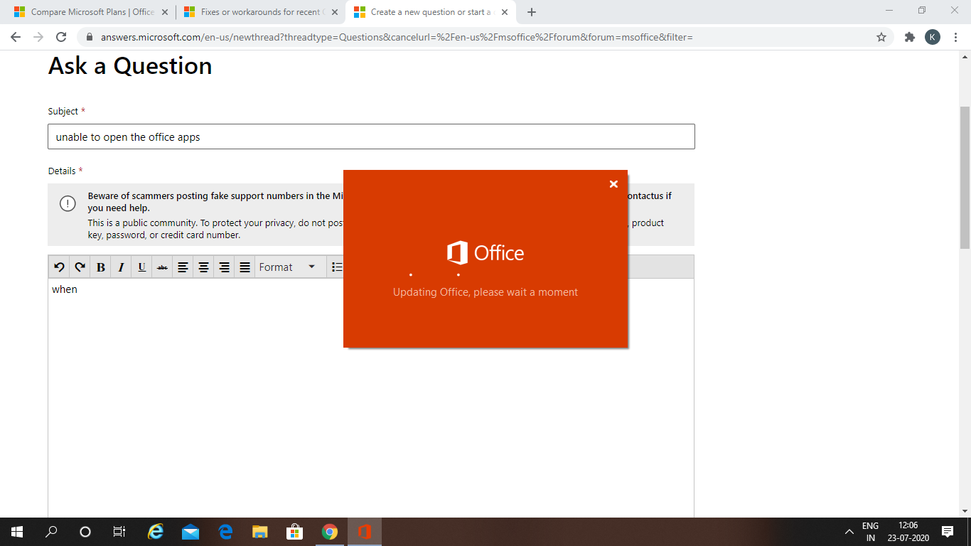 Unable To Open The Office Apps Microsoft Community