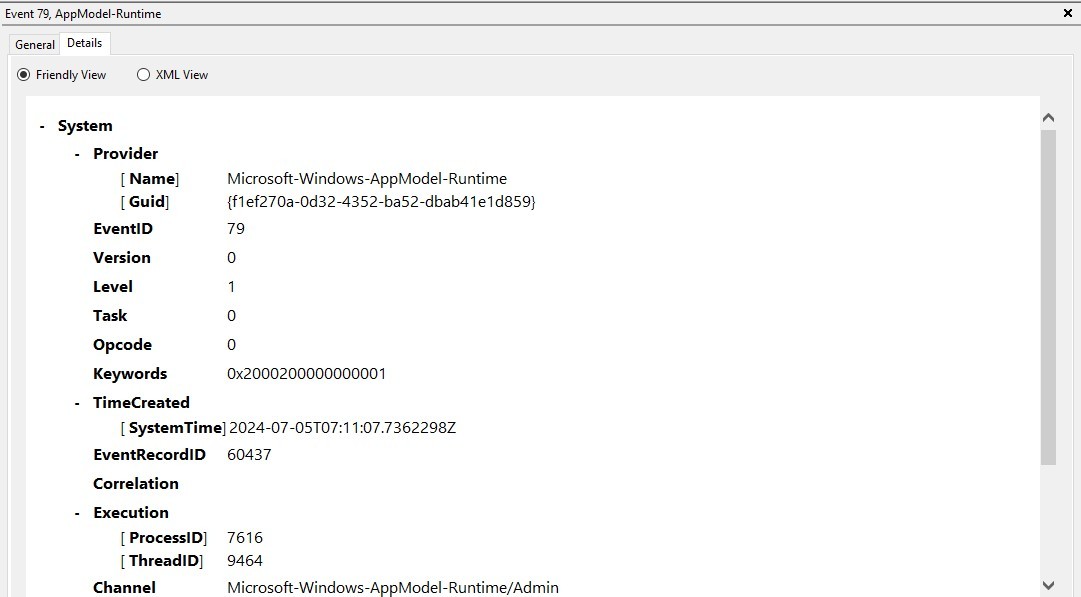Event Id 0x3d55 Mcafee Wpss Sparse Package Appmodel Runtime Microsoft Community