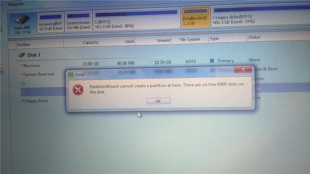 Failed To Create A New Partition Microsoft Community