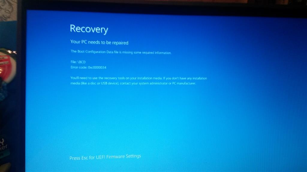 Unable To Boot After Recieving This Error Message File Bcd Error