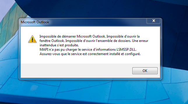Message D Erreur Lors De L Ouverture D Outlook Microsoft Community