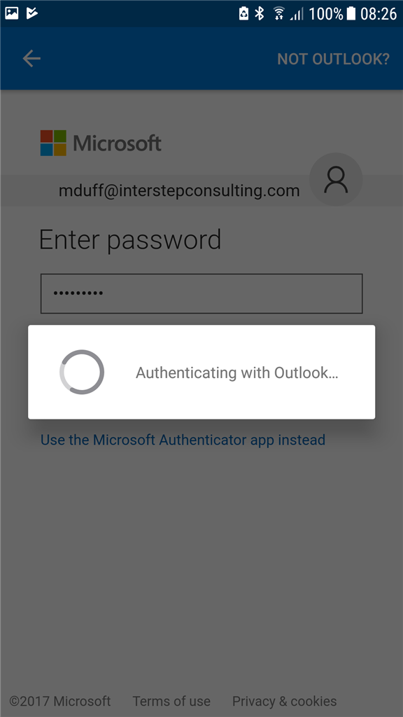 Outlook For Android App Won T Accept Password Microsoft Community
