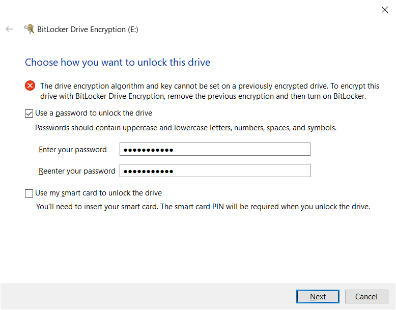Unable To Remove Previous Encryption In Bitlocker Microsoft Community