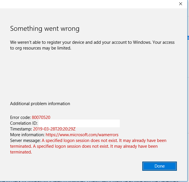 Error Code 80070520 A Specified Logon Session Does Not Exists
