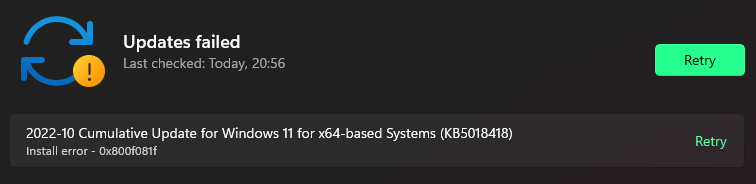 Install error - 0x800f081f - Microsoft Community Install error - 0x800f081f - Microsoft Community