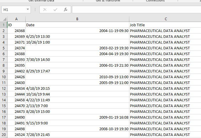 Importing Dates From Cvs File In Excel Microsoft Community