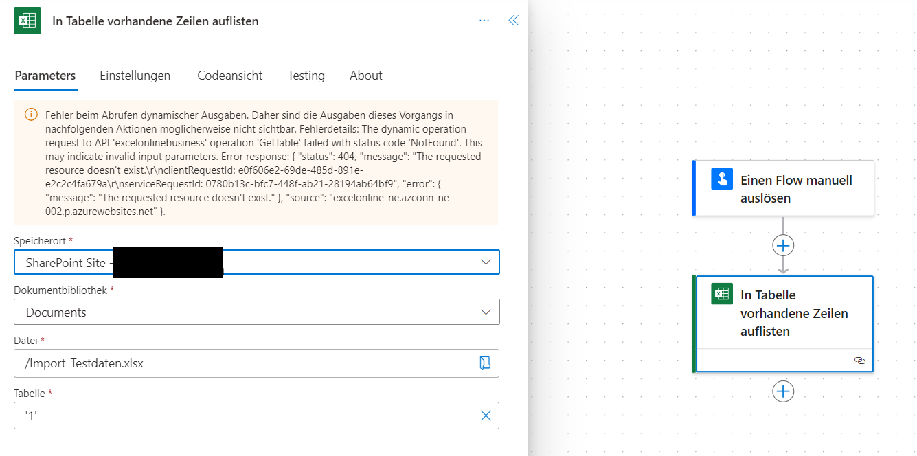 Power Automate List Rows Present In A Table Action Cannot Open Microsoft Community