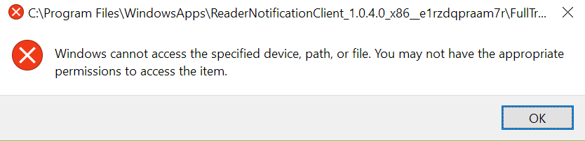 Windows Error Popup For Windows Cannot Access The Specified File Microsoft Community