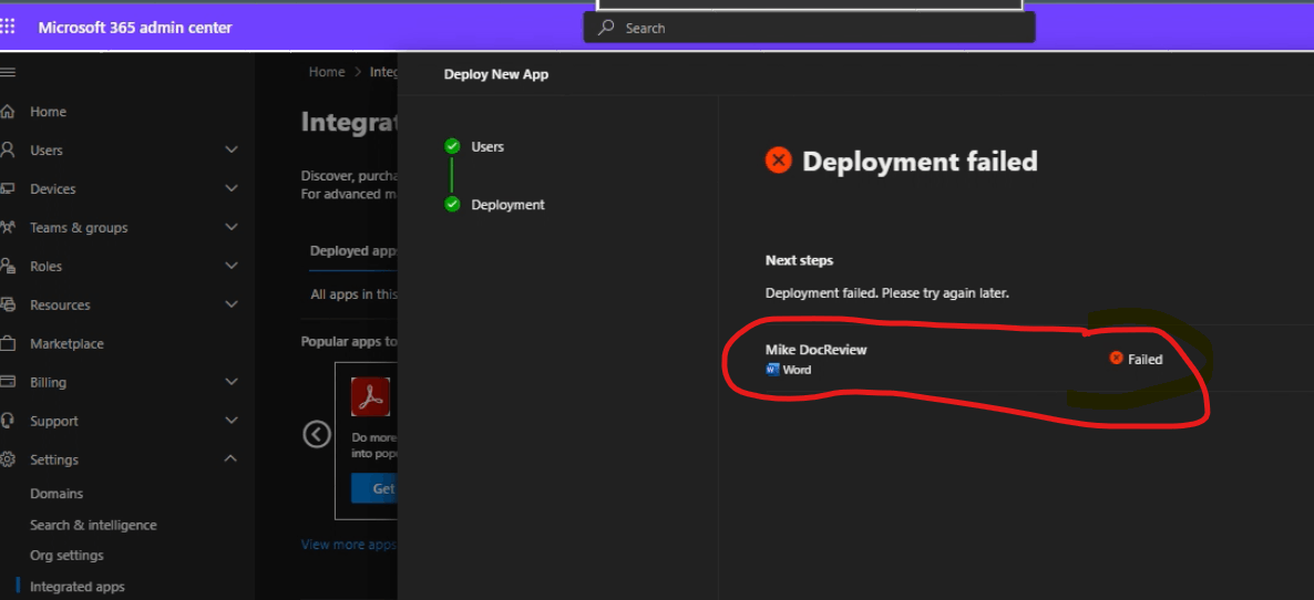 Centralized Deployment Of Add In Fails Microsoft Community
