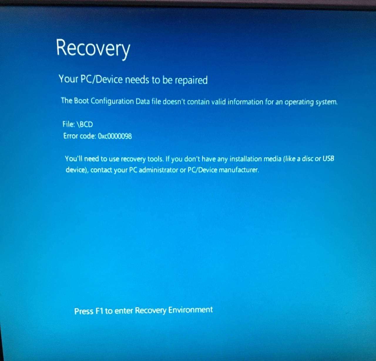 File Bcd Error Code 0xc0000098 Windows11 Microsoft Community