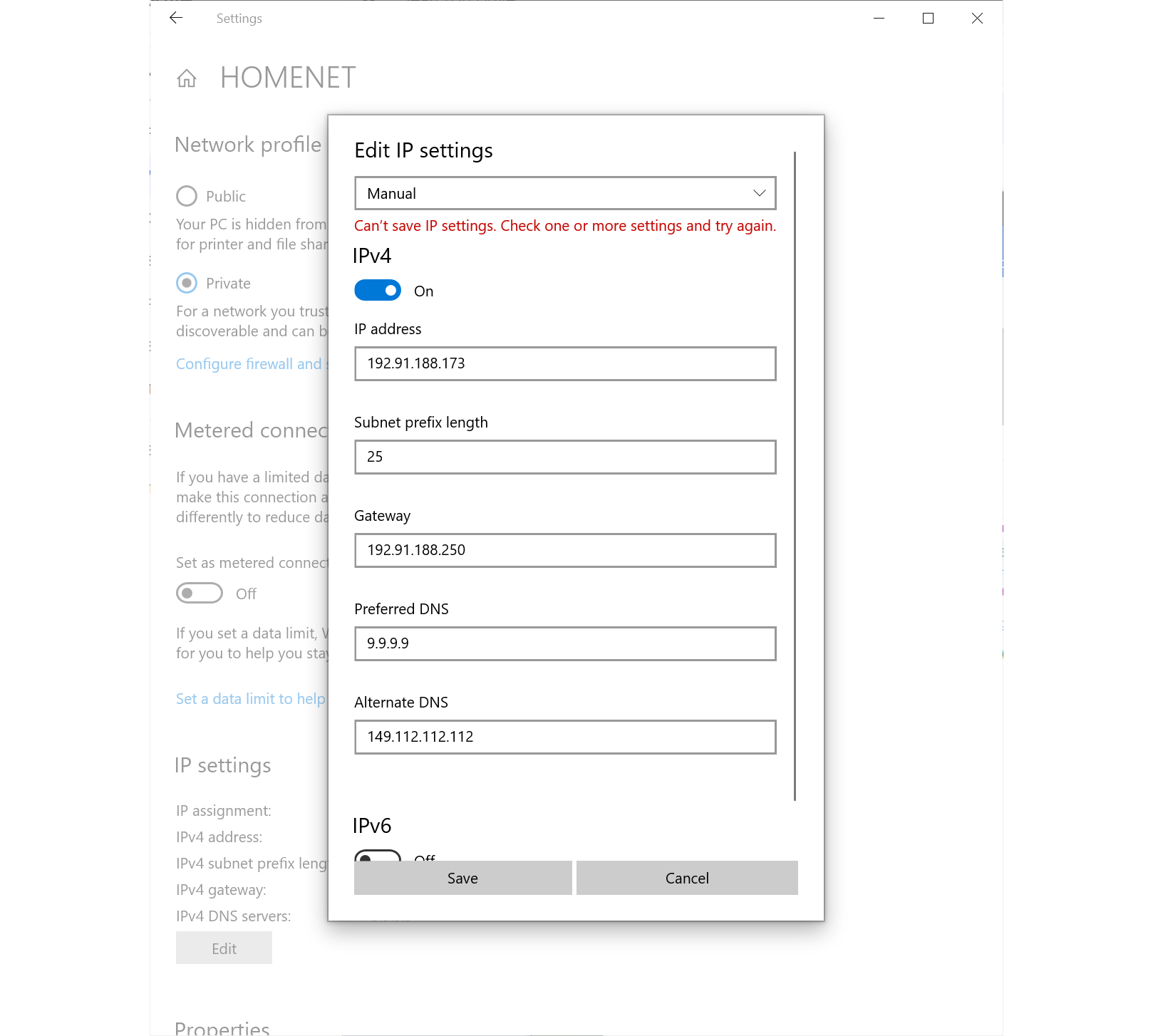 Errors When Setting Alternate Dns Server Microsoft Community