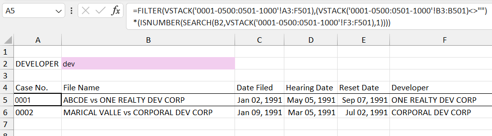 How To Have A Search Filter That Used A Vstack For Worksheet Data Microsoft Community