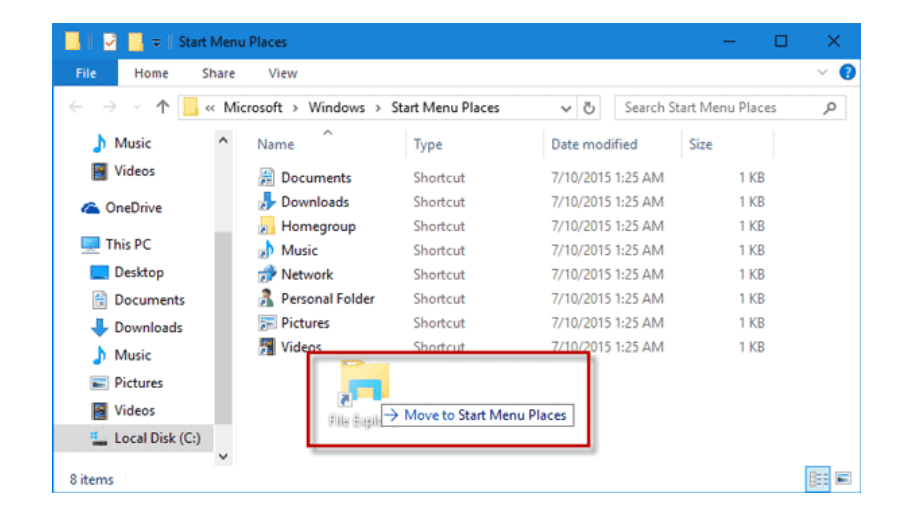 C Programdata Microsoft Windows Start Menu Places Folder Missing Microsoft Community
