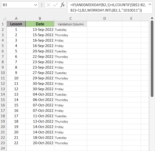 Show Non Sequential Dates Excel Tuesdays Thursdays And Fridays Microsoft Community