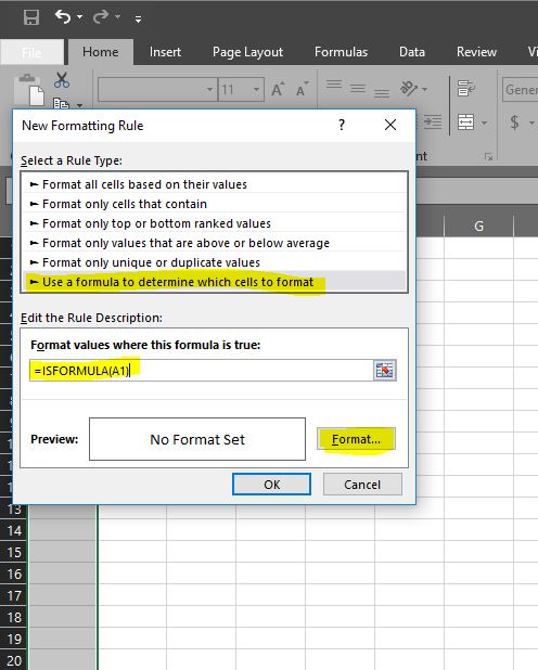 How Can By Conditional Format Make The Cell Which Include Formula To
