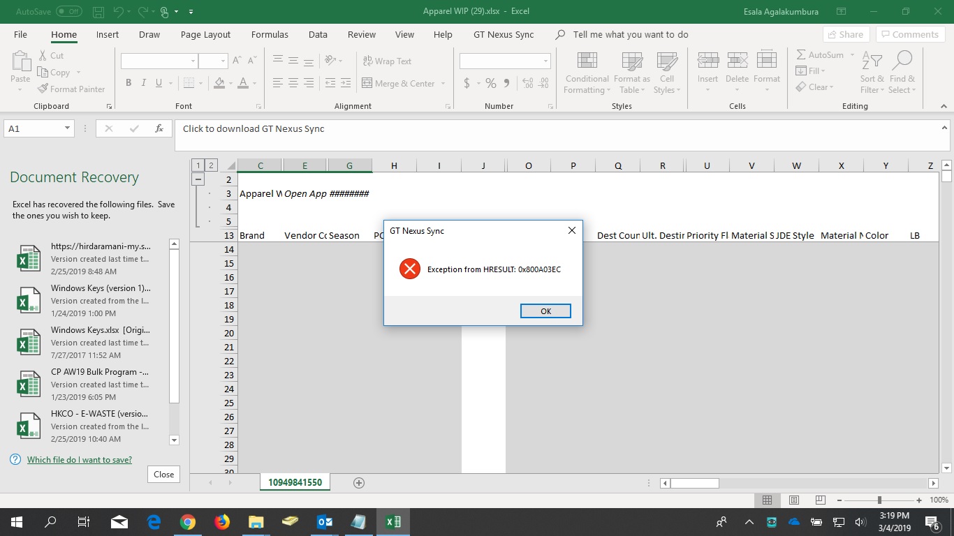 Hresult 0x800a03ec Issue In Excel Microsoft Community