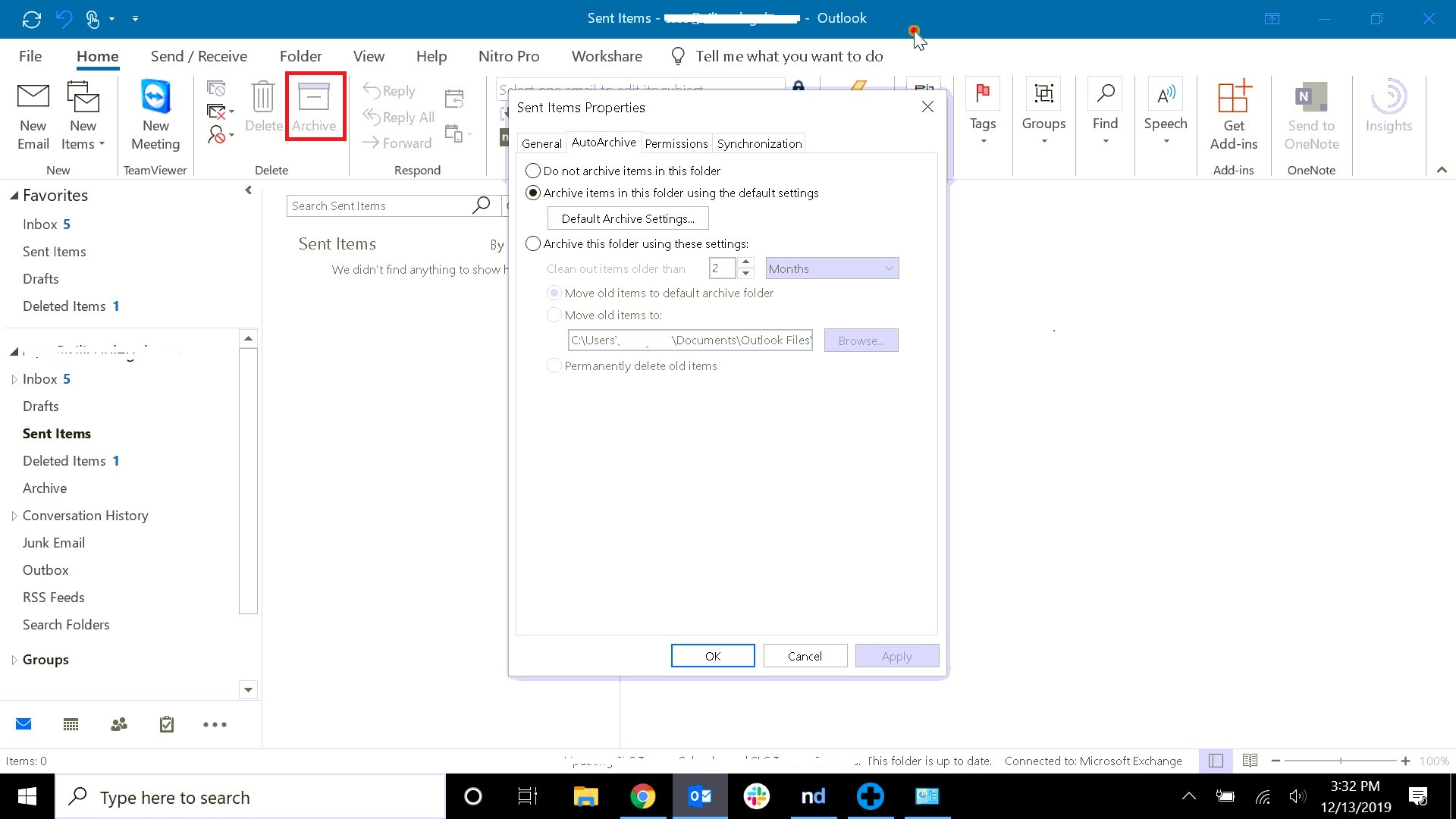 Outlook Archive Button Grayed Out. - Microsoft Community Outlook Archive Button Grayed Out. - Microsoft Community