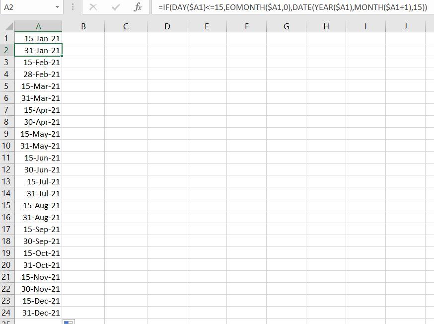 Auto Fill Dates In Excel With 15th And End Of Month Only Microsoft Community