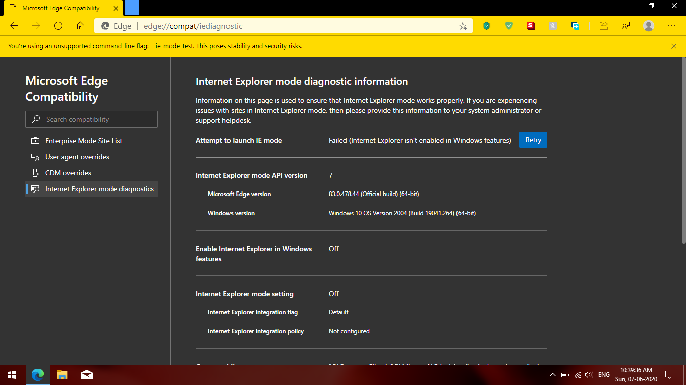 Ie Internet Explorer Mode Not Working In Edge Browser Since Version Microsoft Community