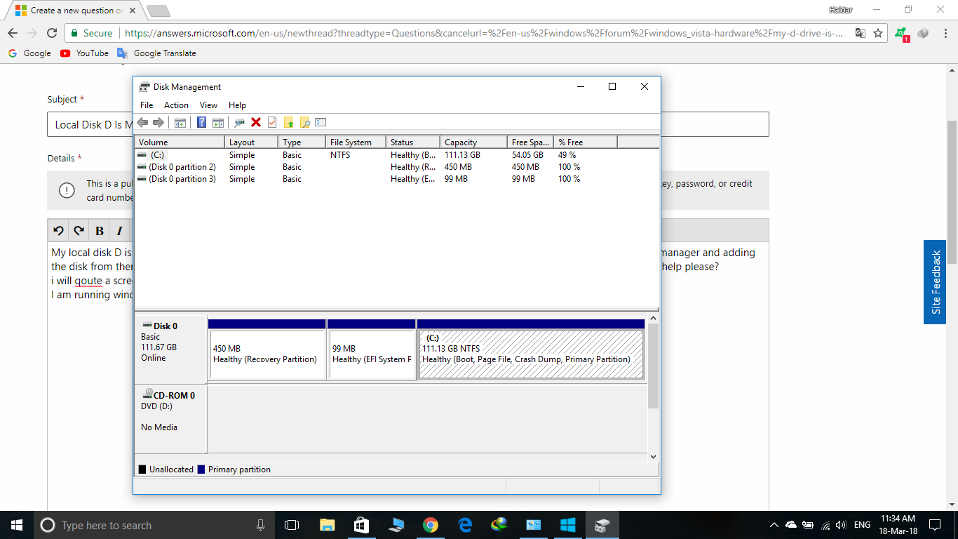 Local Disk D Is Missing - Microsoft Community Local Disk D Is Missing - Microsoft Community