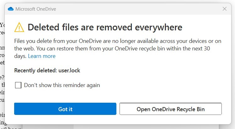 Why Is Onedrive Prompting Me To Restore A File That I Did Not Delete Microsoft Community