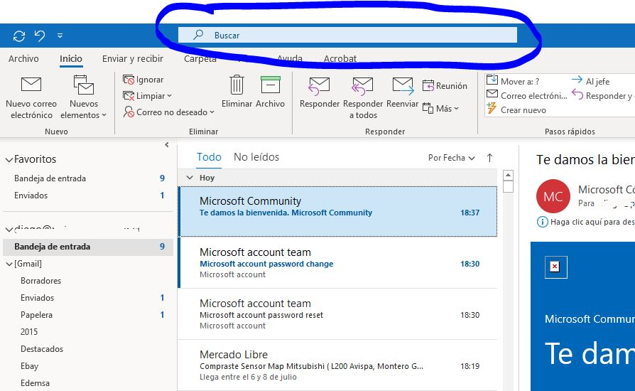 La Barra De Búsqueda Se Cambió A La Parte Superior De Outlook ≡ Office