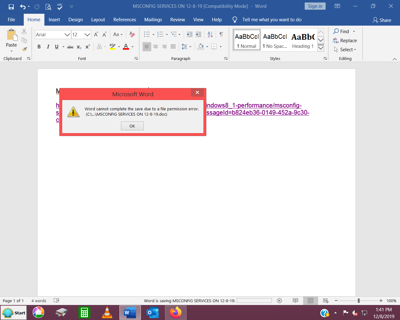 Word Error When Saving Doc Microsoft Community