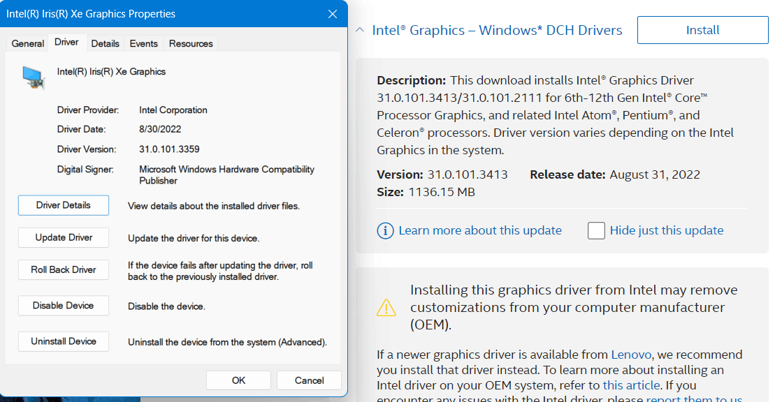 Windows 11 (Windows Update) Still Overriding Intel Display Drivers ... Windows 11 (Windows Update) Still Overriding Intel Display Drivers ...