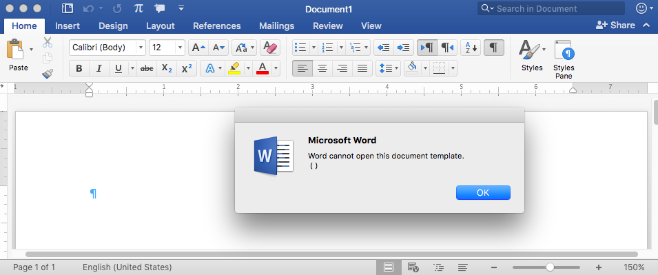 Repeated Error Word Cannot Open This Document Template Word Microsoft Community