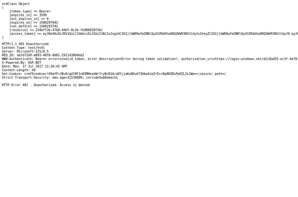 401 Unauthorized Error Connecting Dynamic 365 Account Microsoft Community