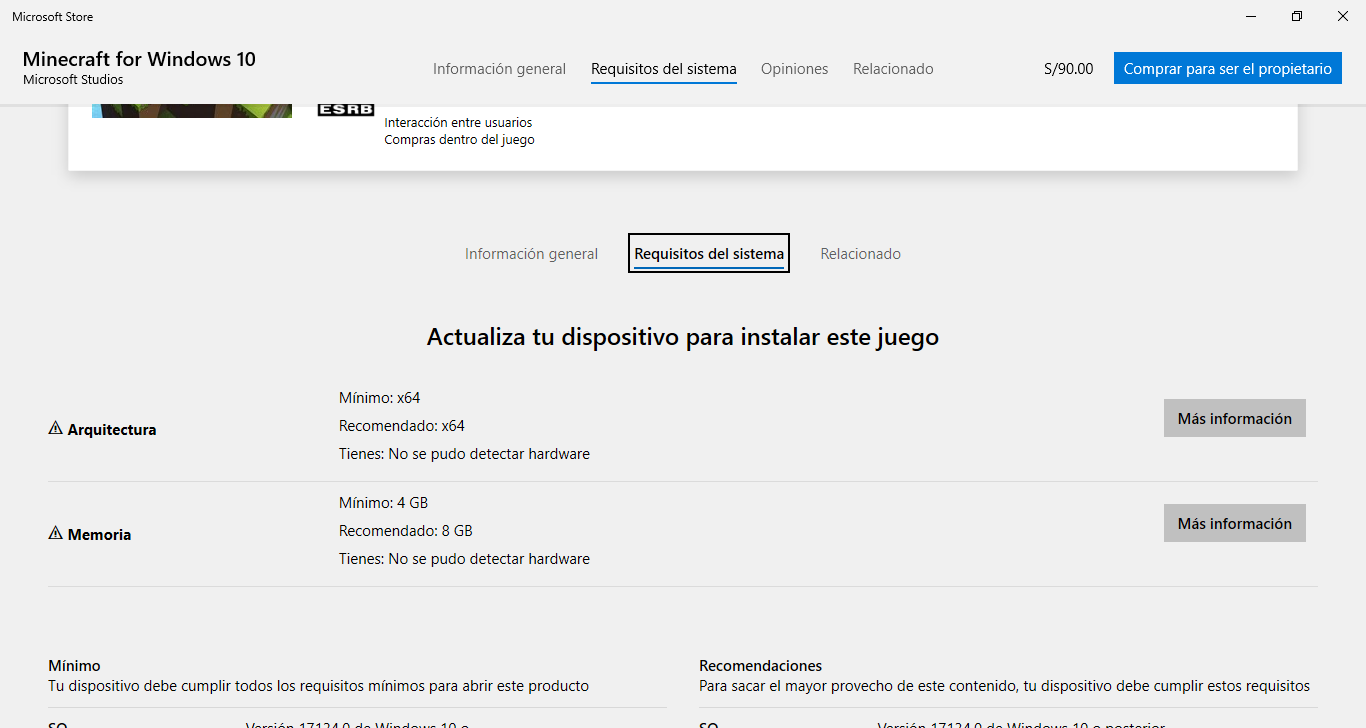 Microsoft Store me dice no se detecto el hardware cuando quiero ... Microsoft Store me dice no se detecto el hardware cuando quiero ...