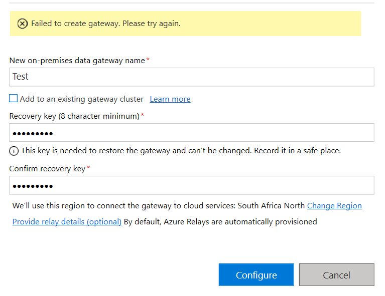 Error with on-premise data gateway - Microsoft Community Error with on-premise data gateway - Microsoft Community