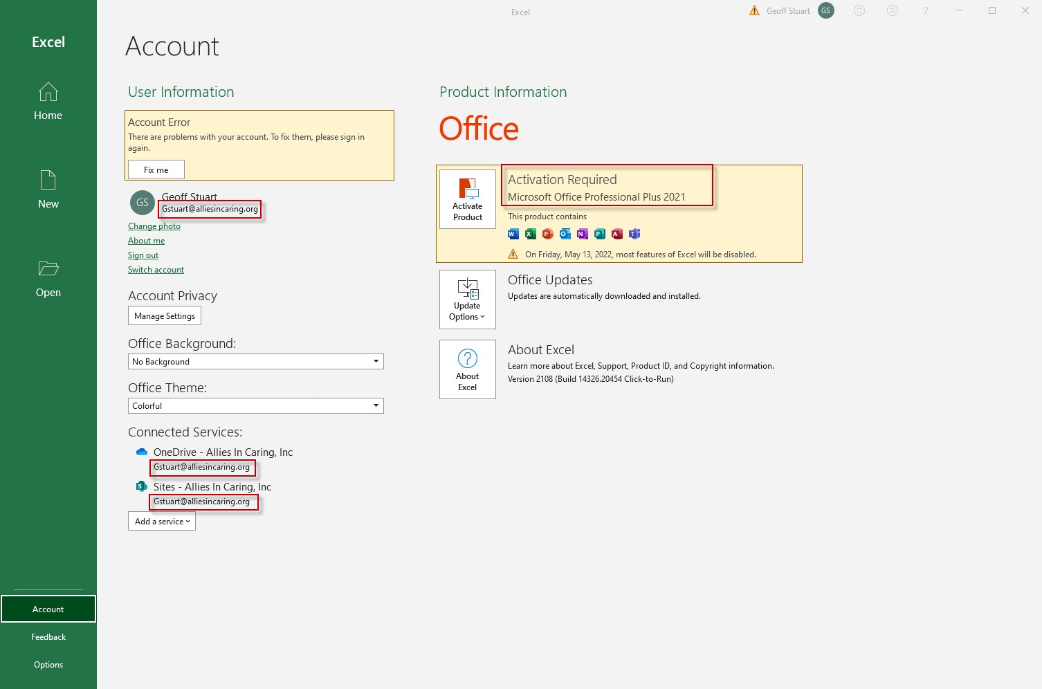 Office account store