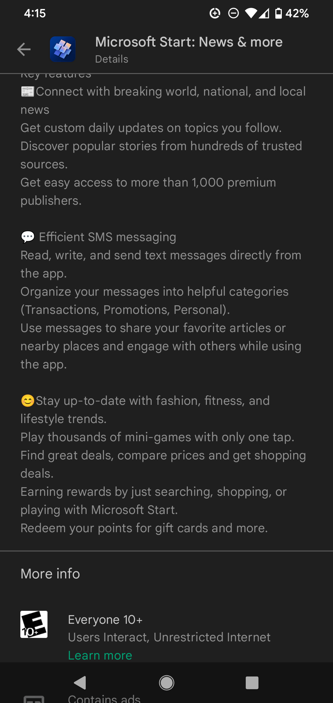 Text Messaging Sms Via Microsoft Start Android App Microsoft Community