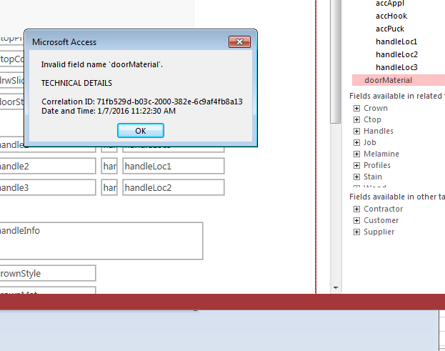 Invalid Field Name Field Doesn T Exist Microsoft Community