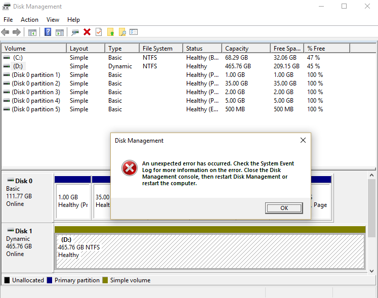 Unable To Shrink Dynamic Disk Using Disk Management Microsoft Community