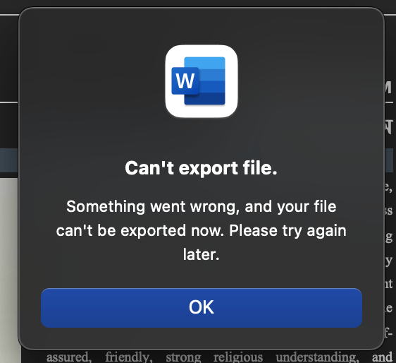 Problem In Exporting Pdf In Ms Word In Mac Microsoft Community