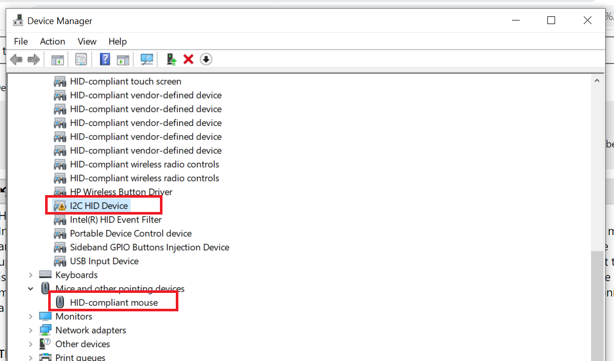 Touchpad Device Not Showing Up And Code 10 Error For The I2c Hid In Microsoft Community