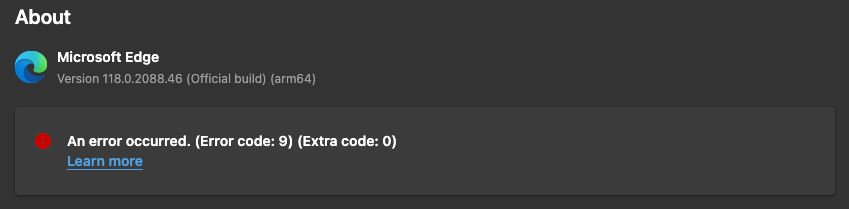 An Error Occurred Error Code 9 Extra Code 0 And An Error Microsoft Community