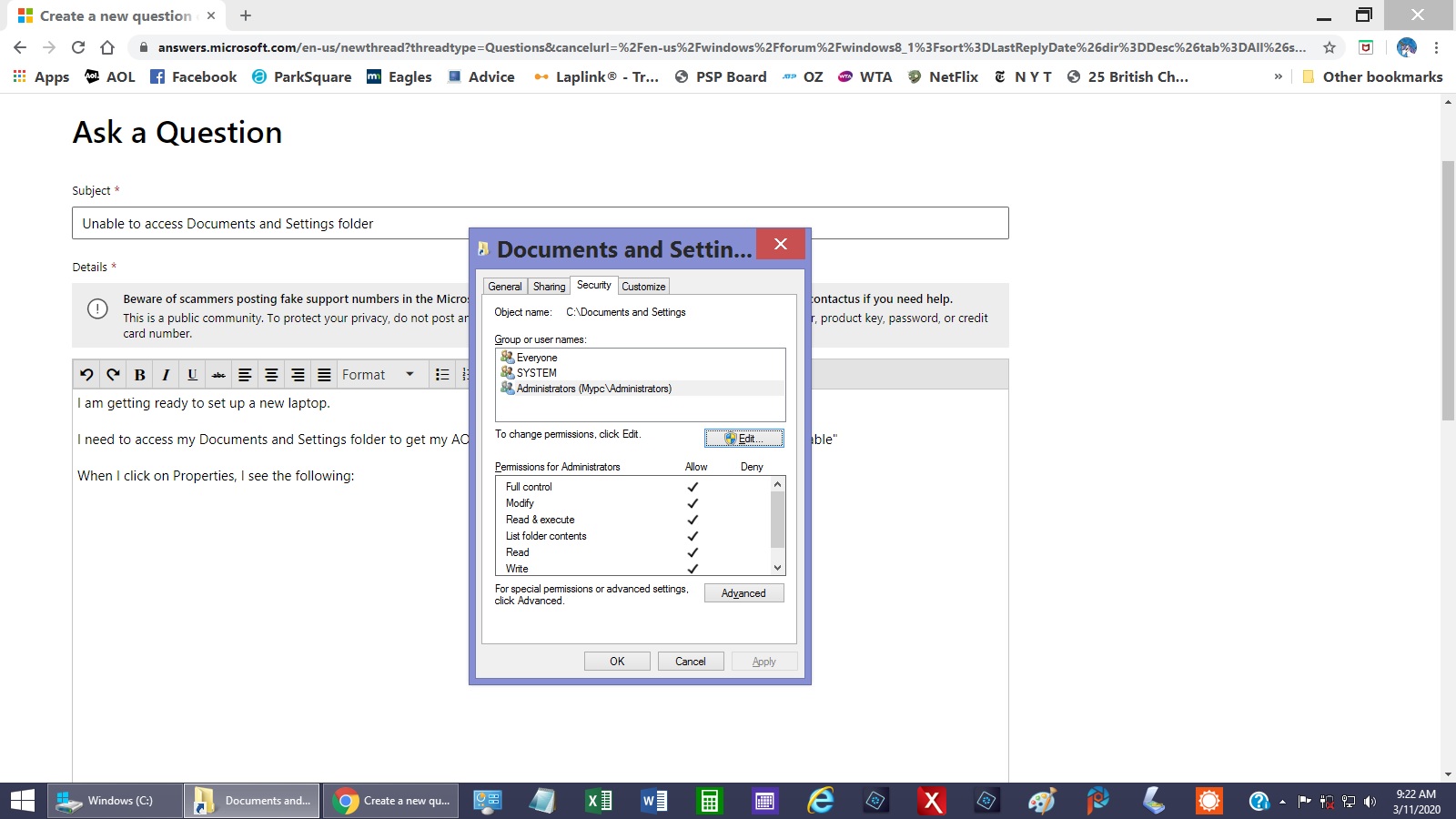 Unable to access Documents and Settings folder - Microsoft Community Unable to access Documents and Settings folder - Microsoft Community