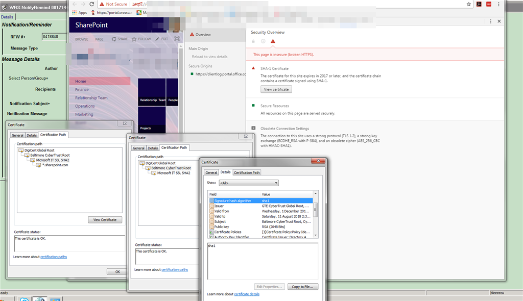 Sharepoint Online Issues With Chrome Sha 1 Encryption In Microsoft Community