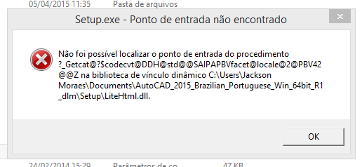 Não foi possível localizar o ponto de entrada do procedimento WINDOWS ... Não foi possível localizar o ponto de entrada do procedimento WINDOWS ...