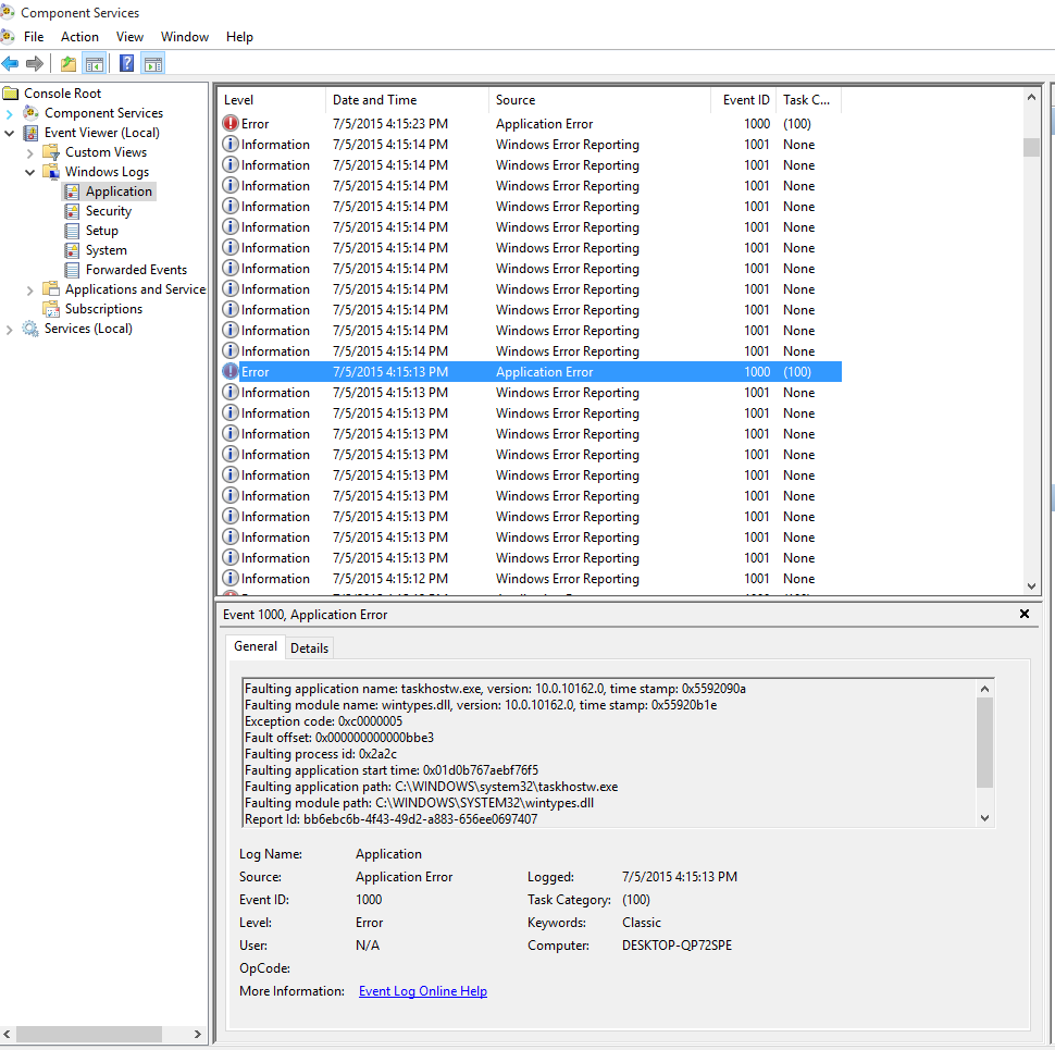 Build 10162 - Exception 0xc0000005 in taskhostw.exe, Is anybody else ... Build 10162 - Exception 0xc0000005 in taskhostw.exe, Is anybody else ...